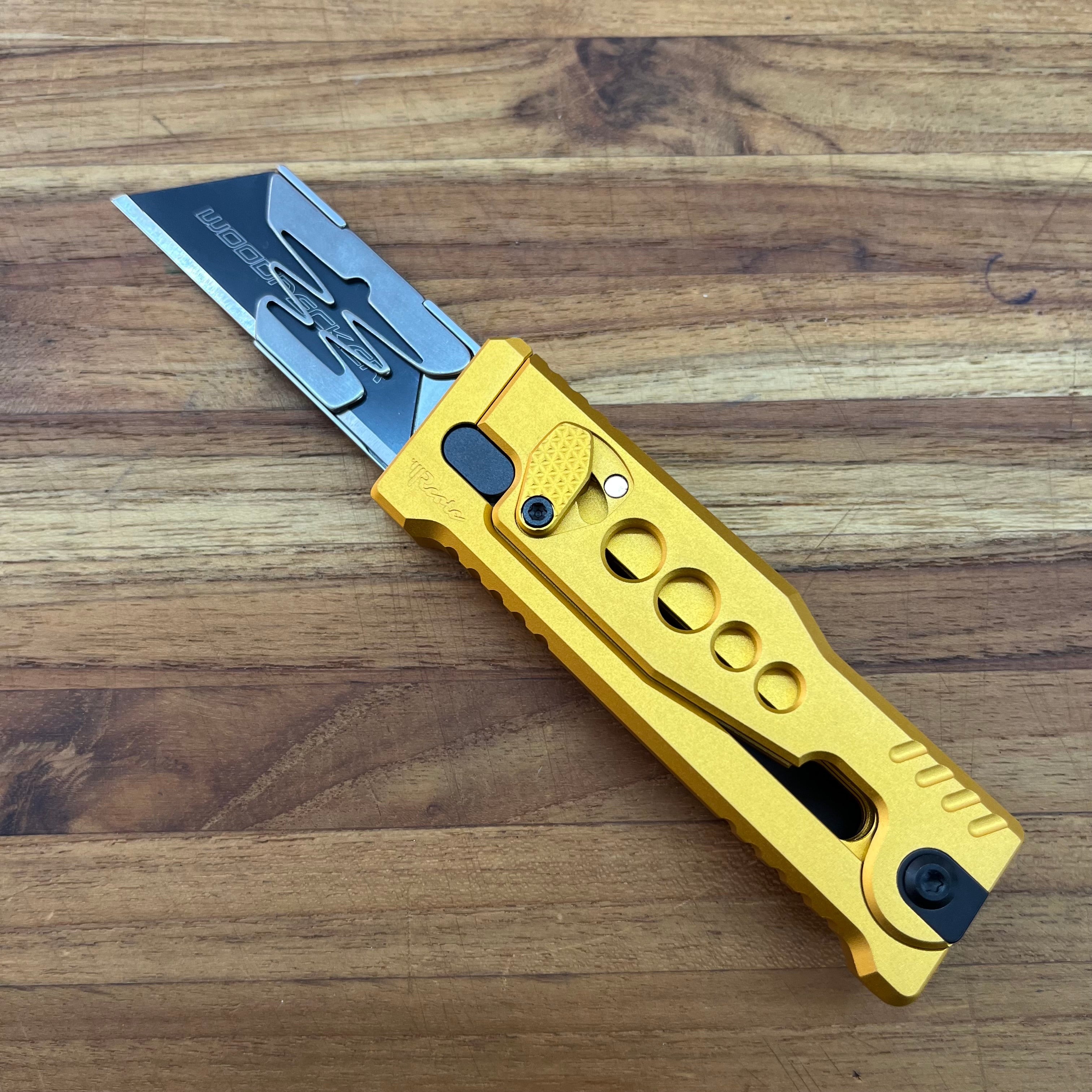 Reate Exo-U Gravity 2.5" Utility Knife w/ Gold Speedhole Handle | PEC ...